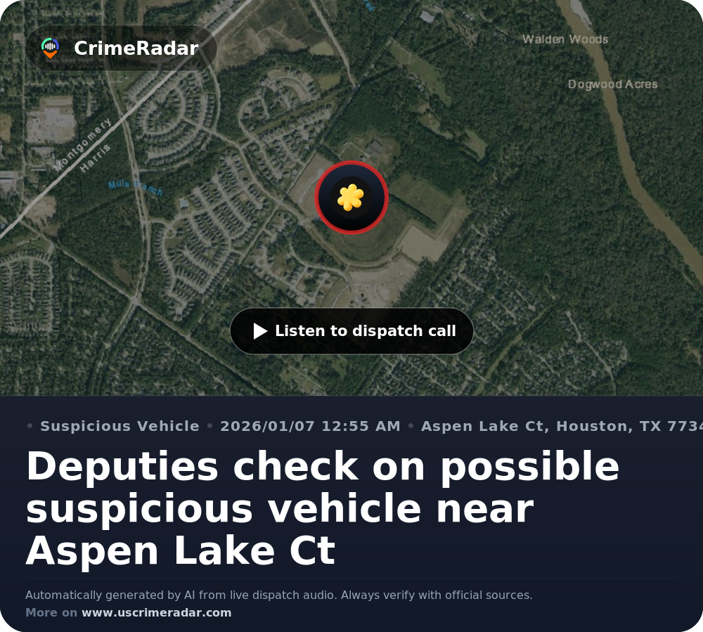 Deputies check on possible suspicious vehicle near Aspen Lake Ct ...