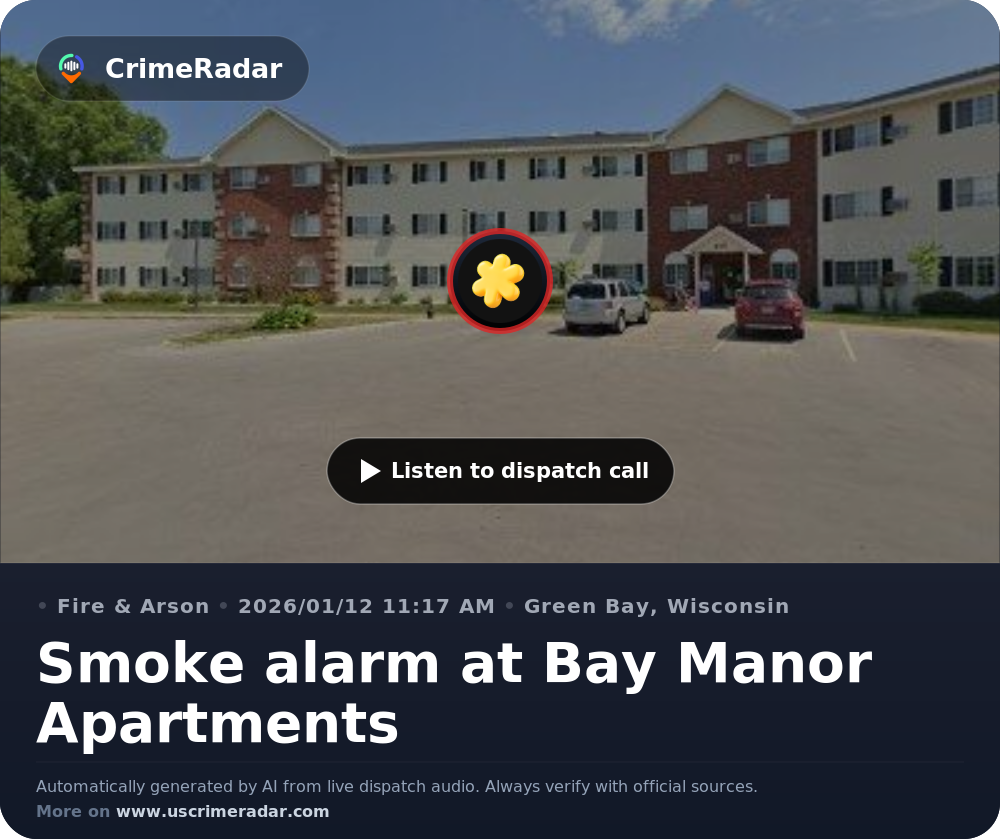 Smoke alarm at Bay Manor Apartments, Green Bay WI | CrimeRadar