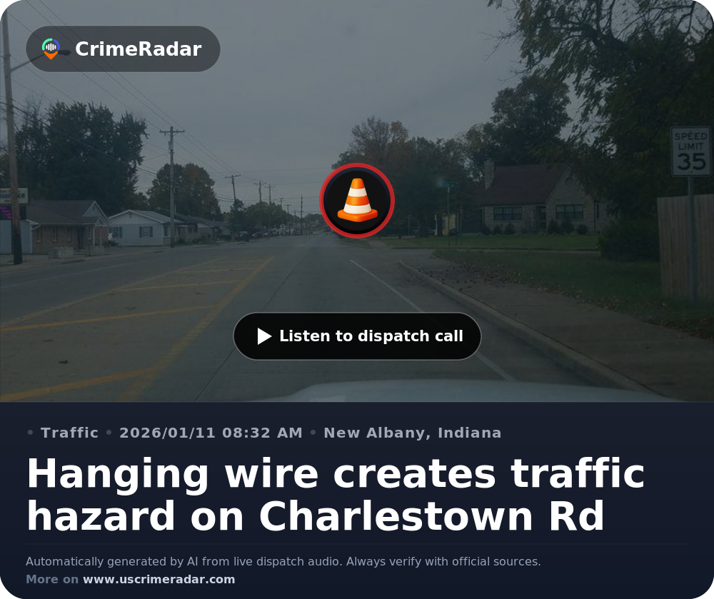 Hanging wire creates traffic hazard on Charlestown Rd, New Albany IN ...
