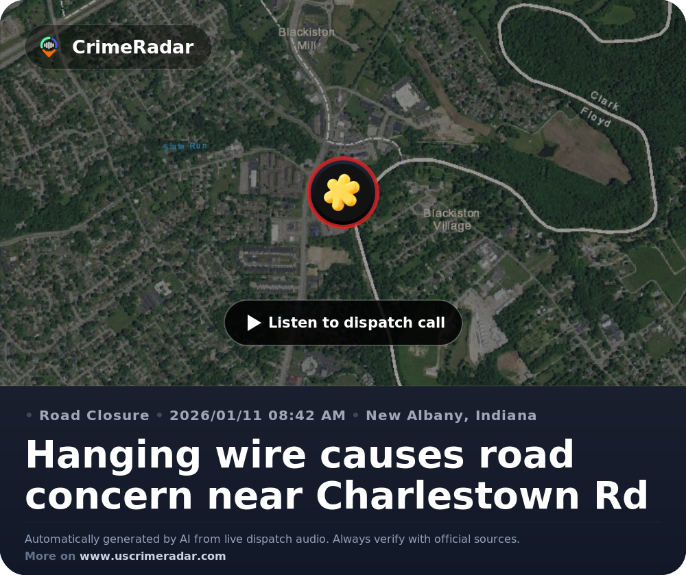 Hanging wire causes road concern near Charlestown Rd, New Albany IN ...