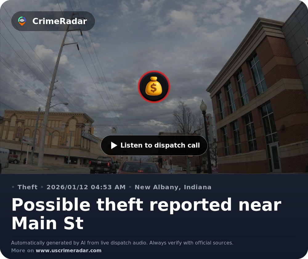 Possible theft reported near Main St, New Albany IN | CrimeRadar