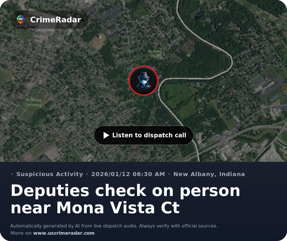 Deputies check on person near Mona Vista Ct, New Albany IN | CrimeRadar