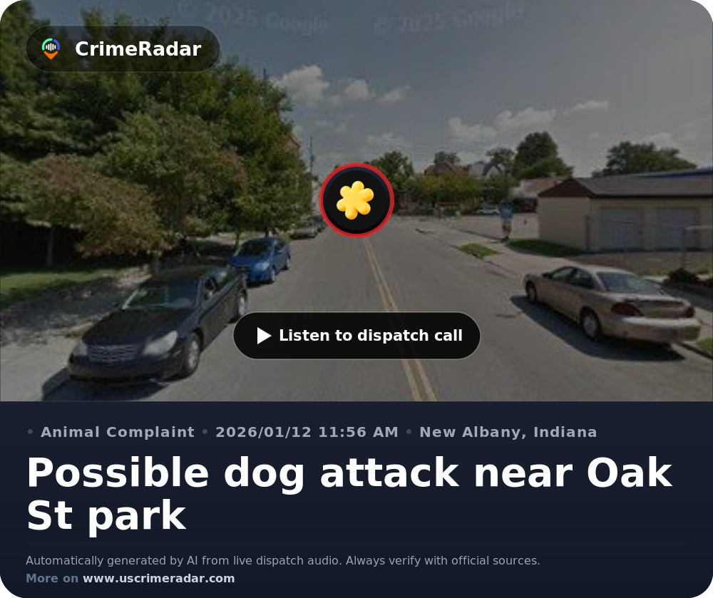 Possible dog attack near Oak St park, New Albany IN | CrimeRadar