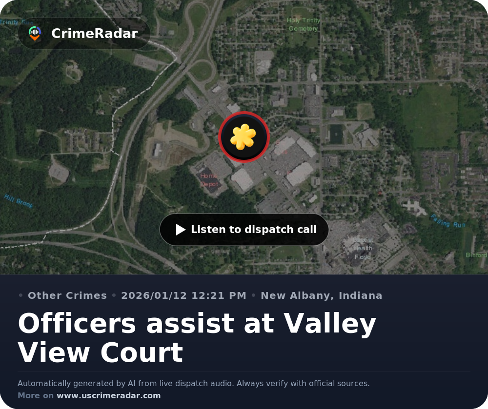 Officers assist at Valley View Court, New Albany IN | CrimeRadar