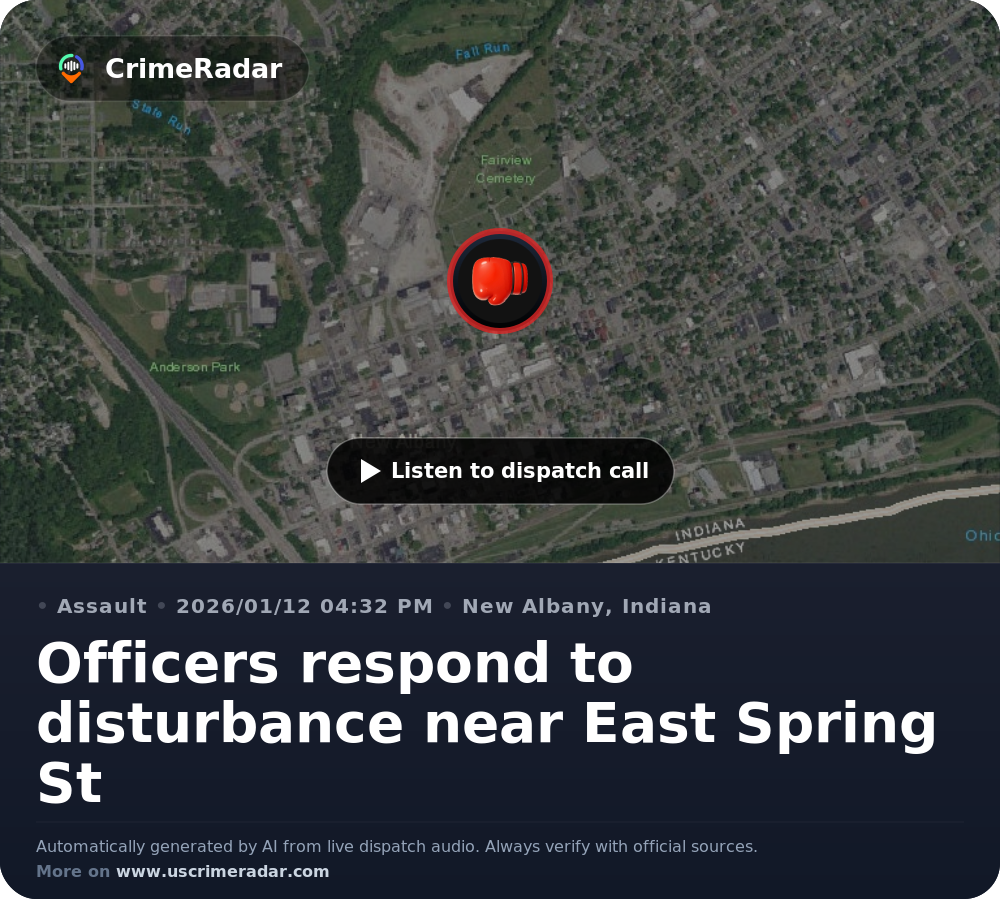 Officers respond to disturbance near East Spring St, New Albany IN ...