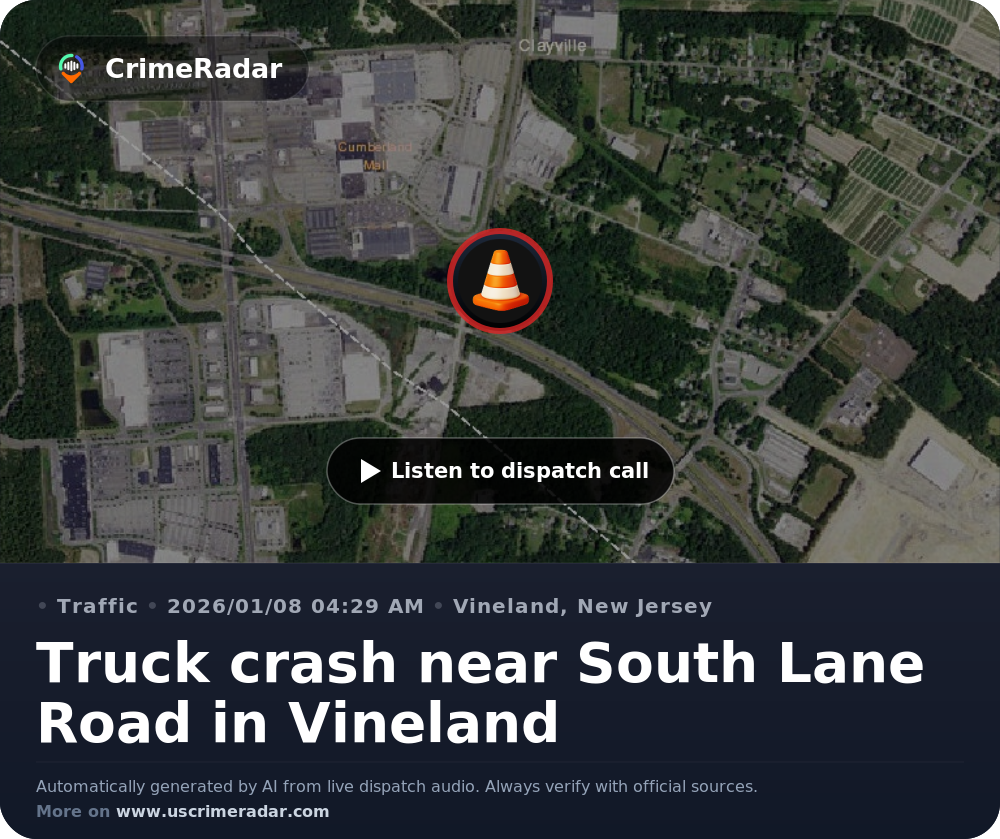 Truck crash near South Lane Road in Vineland, Vineland NJ | CrimeRadar