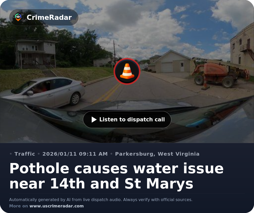 Pothole causes water issue near 14th and St Marys, Parkersburg WV ...