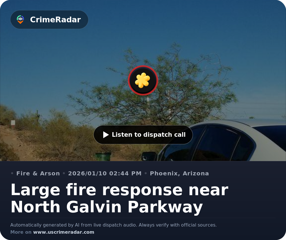 Large fire response near North Galvin Parkway, Phoenix AZ | CrimeRadar