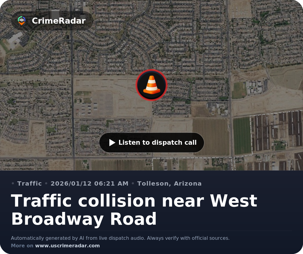 Traffic collision near West Broadway Road, Tolleson AZ | CrimeRadar