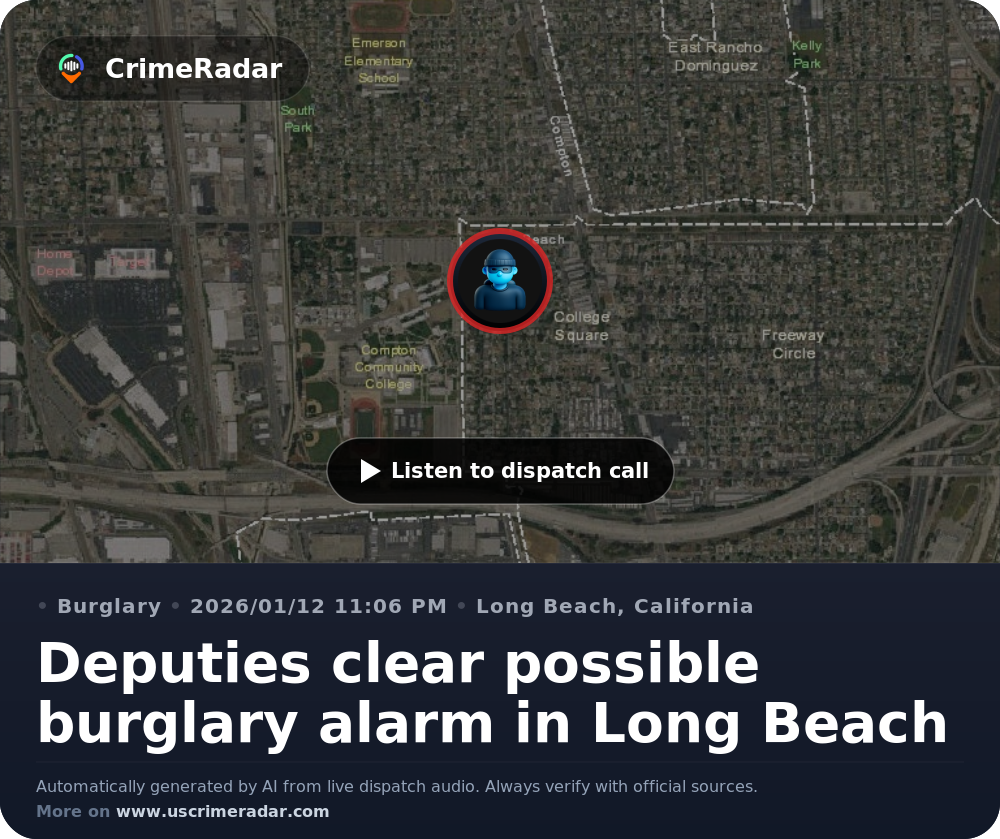 Deputies clear possible burglary alarm in Long Beach, Long Beach CA | CrimeRadar