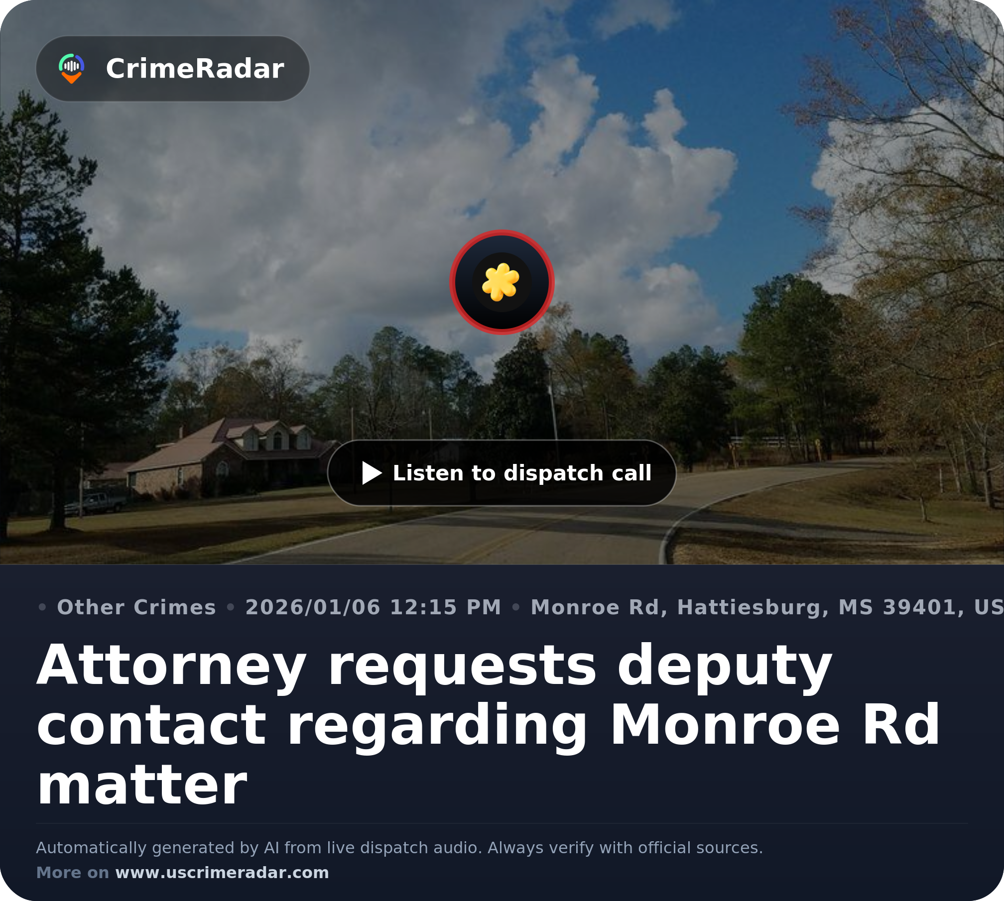 Attorney requests deputy contact regarding Monroe Rd matter ...