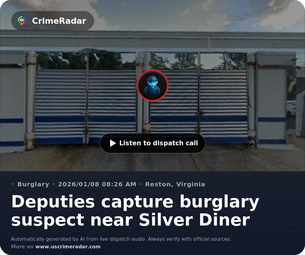 Deputies capture burglary suspect near Silver Diner, Reston VA | CrimeRadar