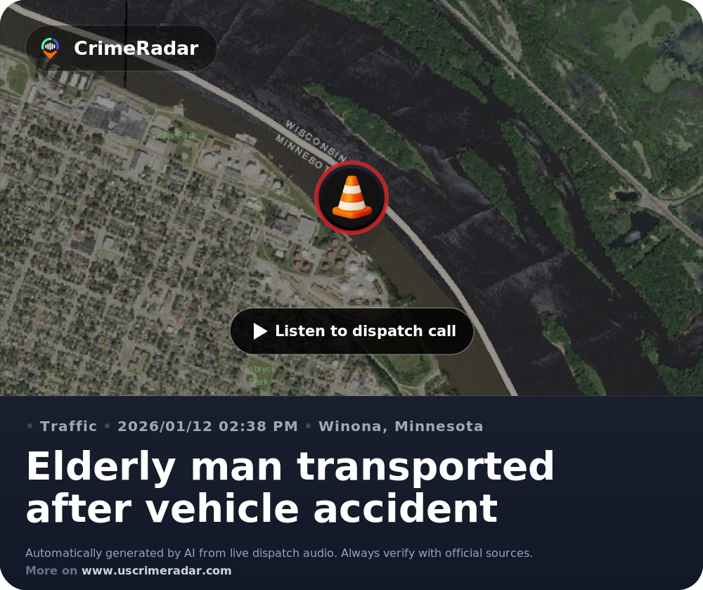 Elderly man transported after vehicle accident, Winona MN | CrimeRadar