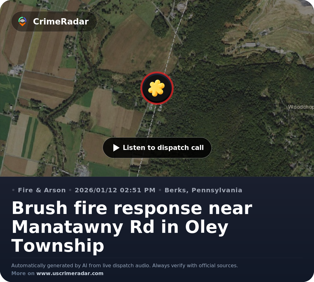Brush fire response near Manatawny Rd in Oley Township, Berks County PA ...