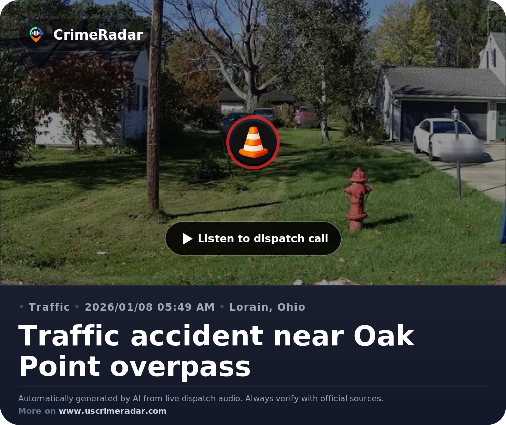 Traffic accident near Oak Point overpass, Lorain County OH | CrimeRadar