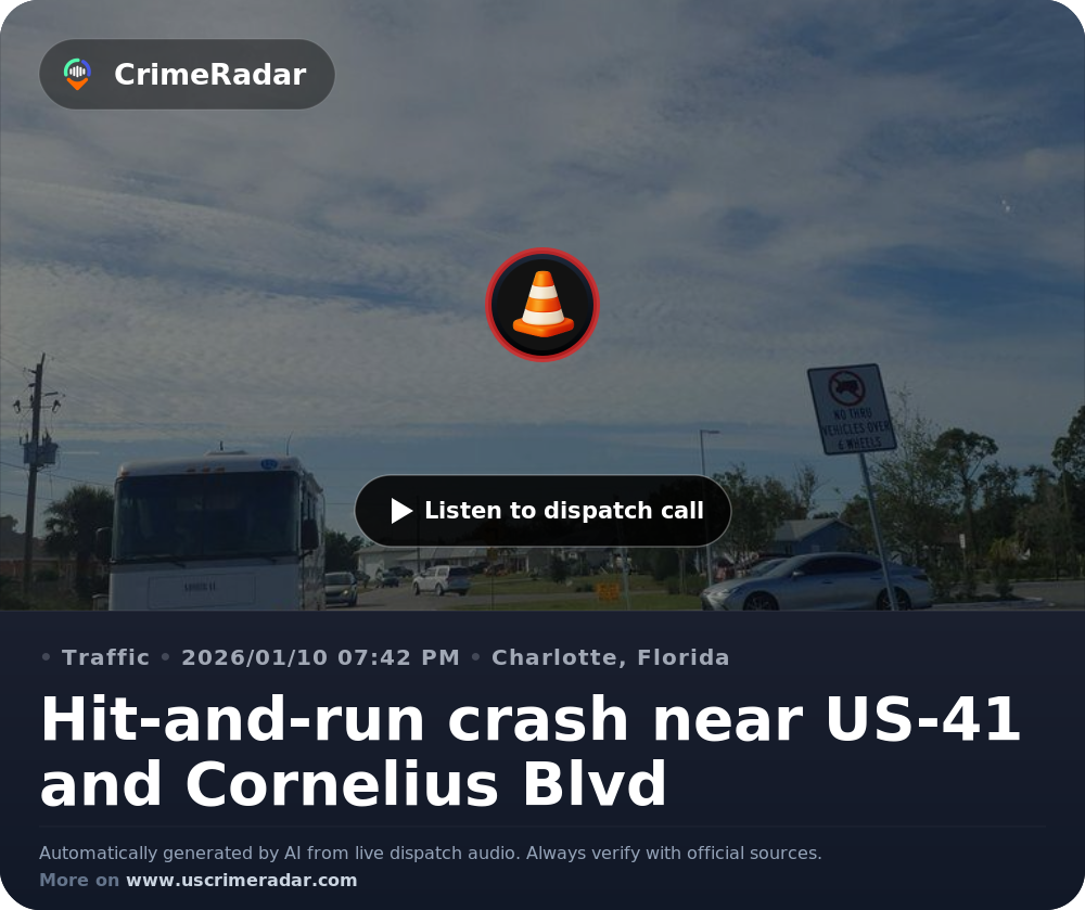 Hit-and-run crash near US-41 and Cornelius Blvd, Charlotte County FL ...
