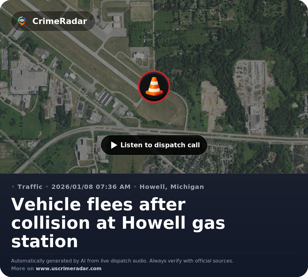 Vehicle flees after collision at Howell gas station, Howell MI | CrimeRadar