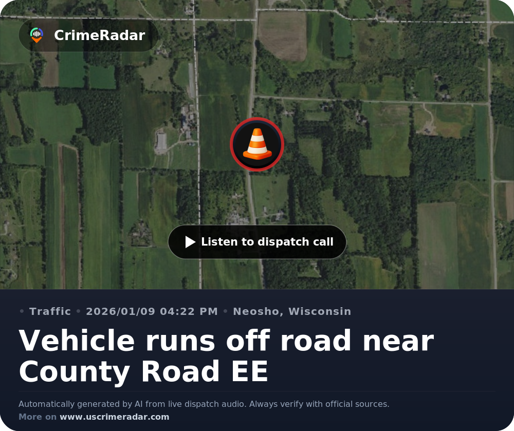Vehicle runs off road near County Road EE, Neosho WI | CrimeRadar