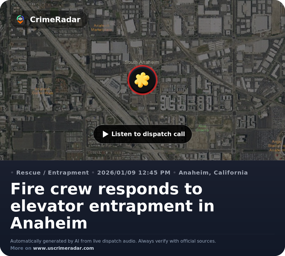 Fire crew responds to elevator entrapment in Anaheim, Anaheim CA ...