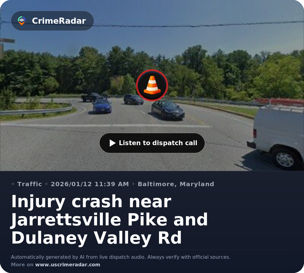 Injury crash near Jarrettsville Pike and Dulaney Valley Rd, Baltimore ...