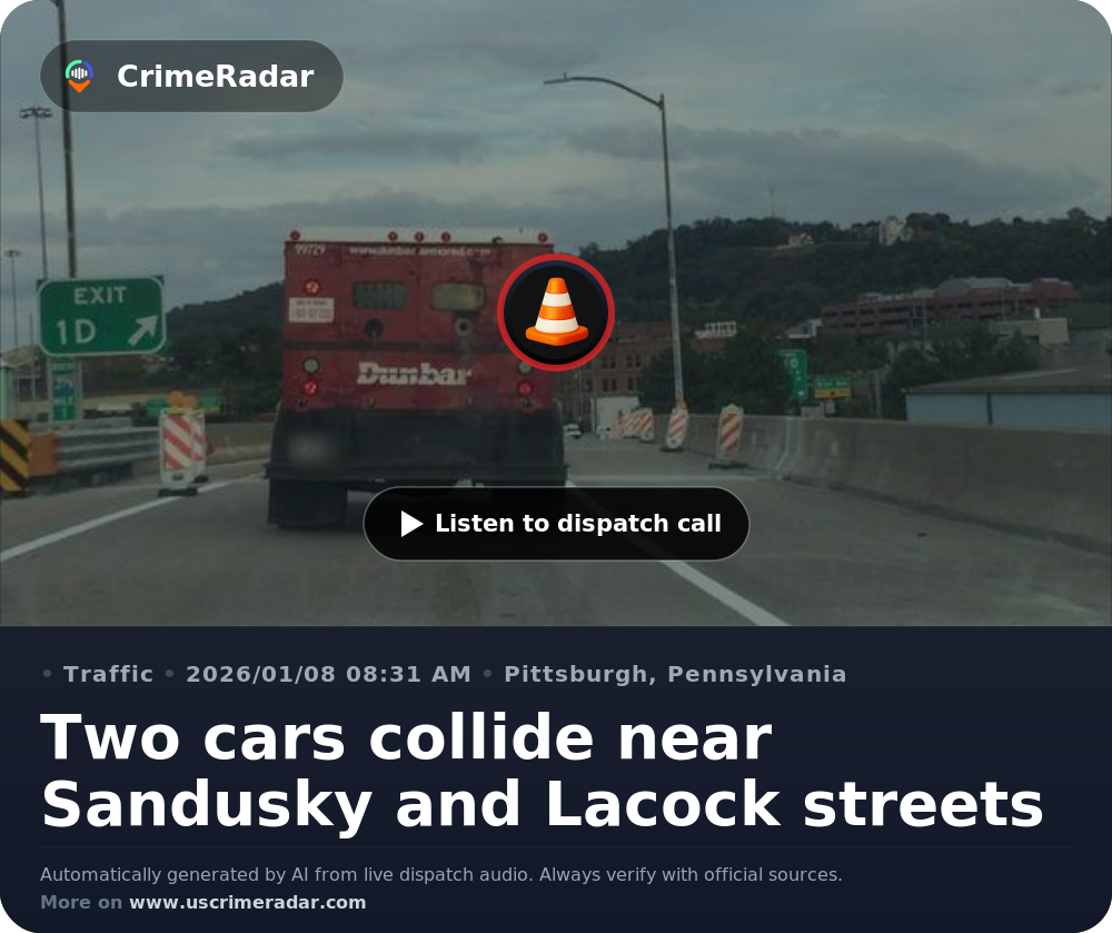 Two cars collide near Sandusky and Lacock streets, Pittsburgh PA ...