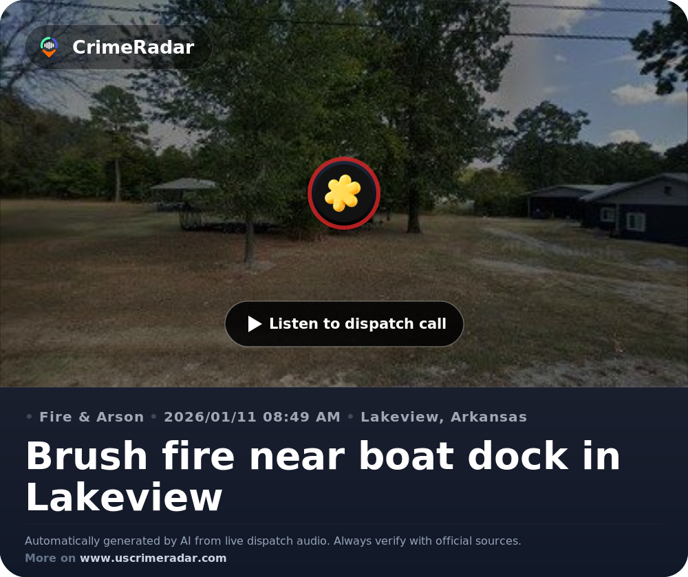 Brush fire near boat dock in Lakeview, Lakeview AR | CrimeRadar