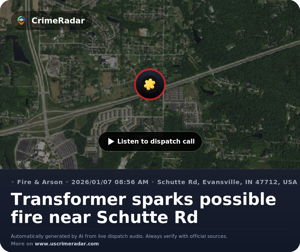 Transformer sparks possible fire near Schutte Rd, Evansville IN ...