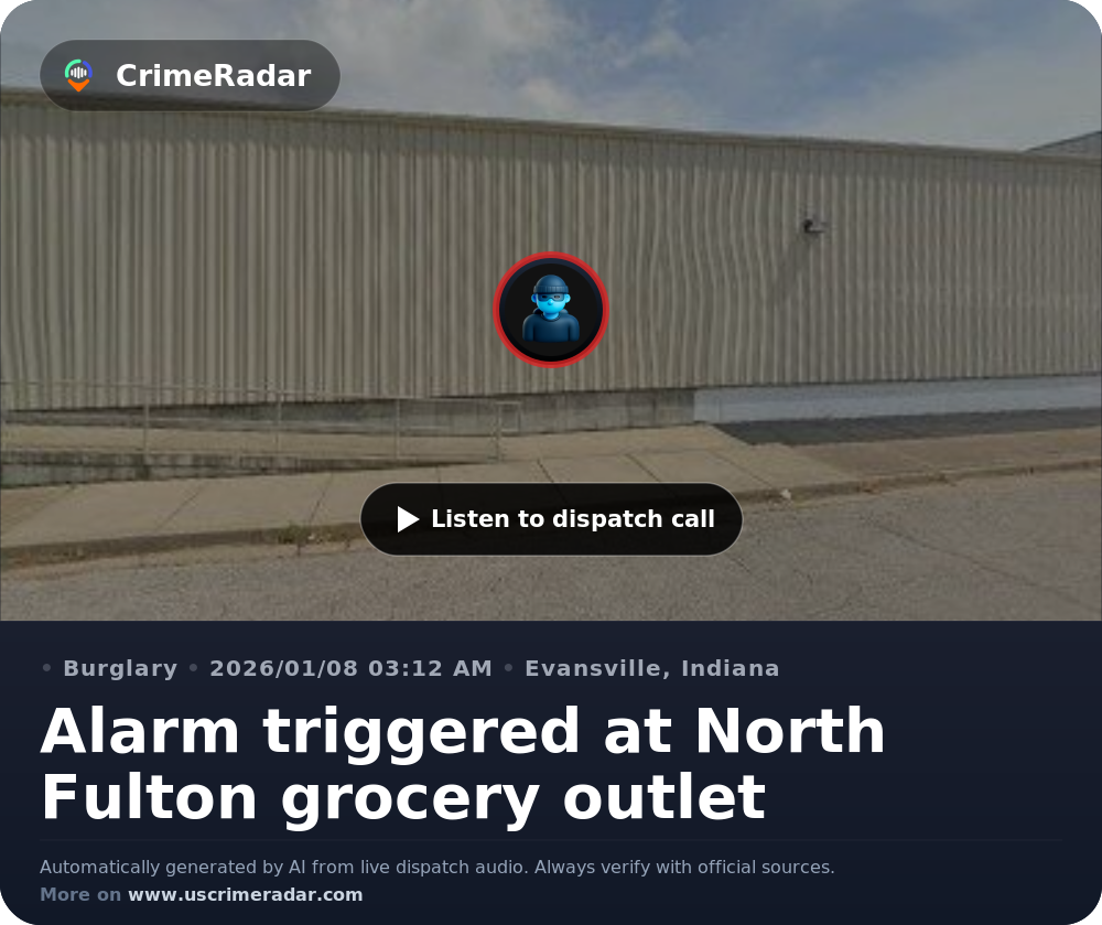 Alarm triggered at North Fulton grocery outlet, Evansville IN | CrimeRadar