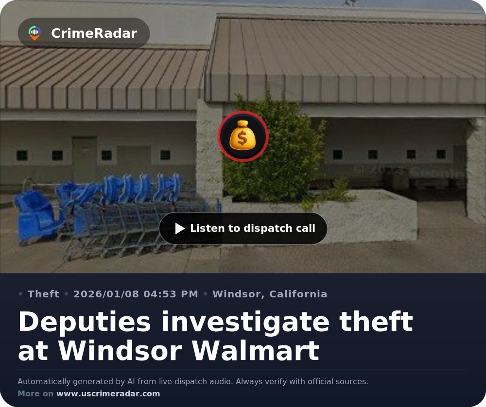 Deputies investigate theft at Windsor Walmart, Windsor CA | CrimeRadar