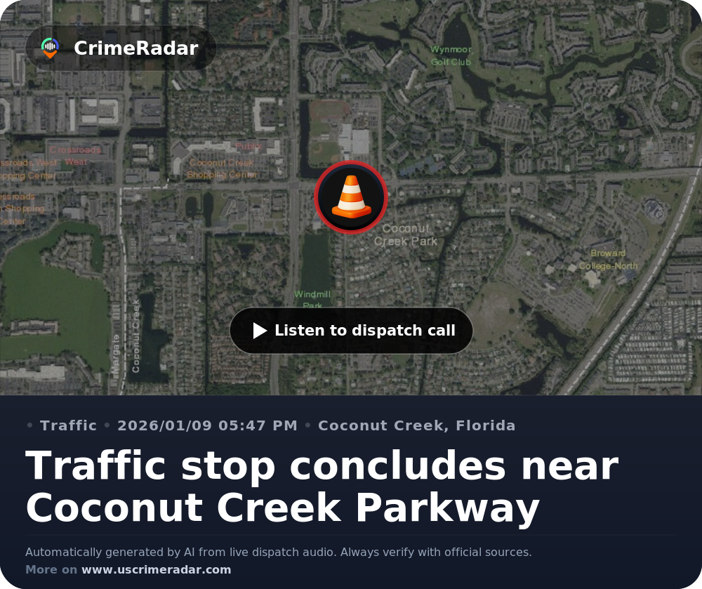 Traffic stop concludes near Coconut Creek Parkway, Coconut Creek FL ...