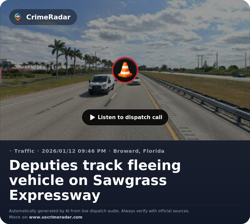 Deputies track fleeing vehicle on Sawgrass Expressway, Broward County ...