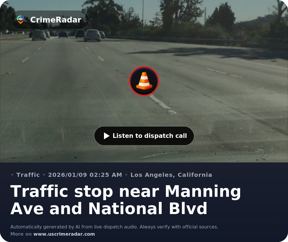 Traffic stop near Manning Ave and National Blvd, Los Angeles CA ...