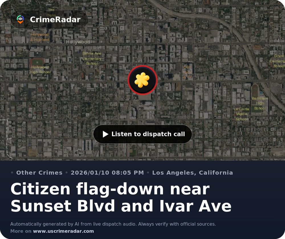 Citizen flag-down near Sunset Blvd and Ivar Ave, Los Angeles CA ...