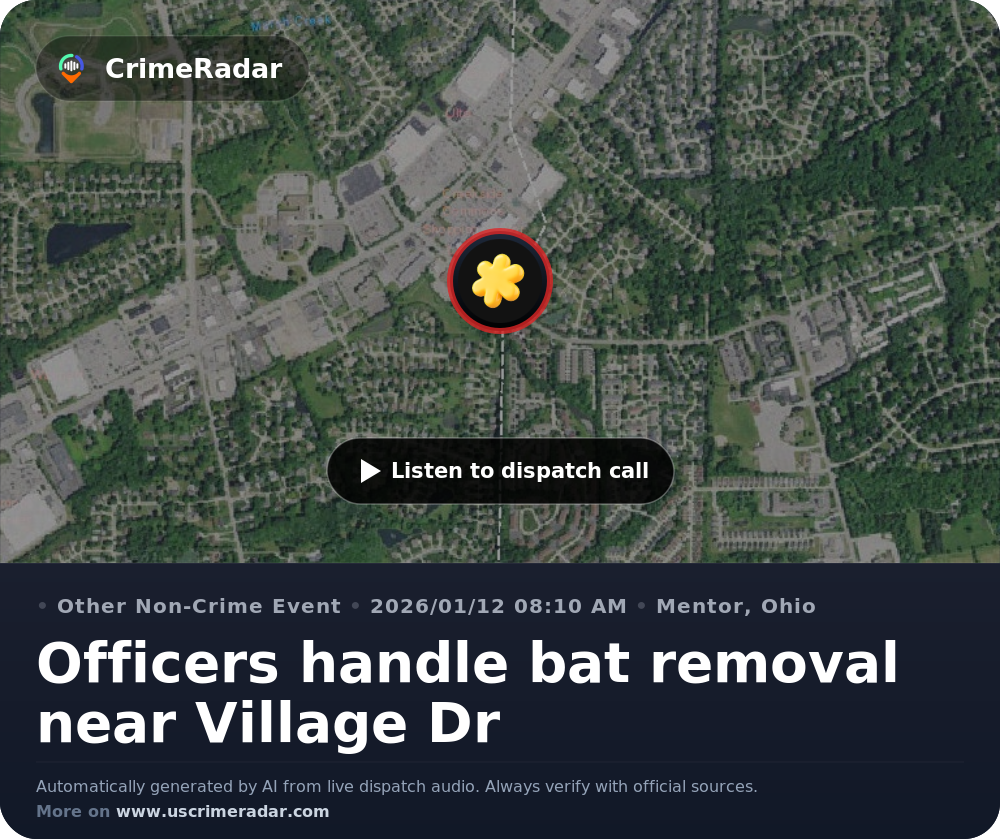Officers handle bat removal near Village Dr, Mentor OH | CrimeRadar