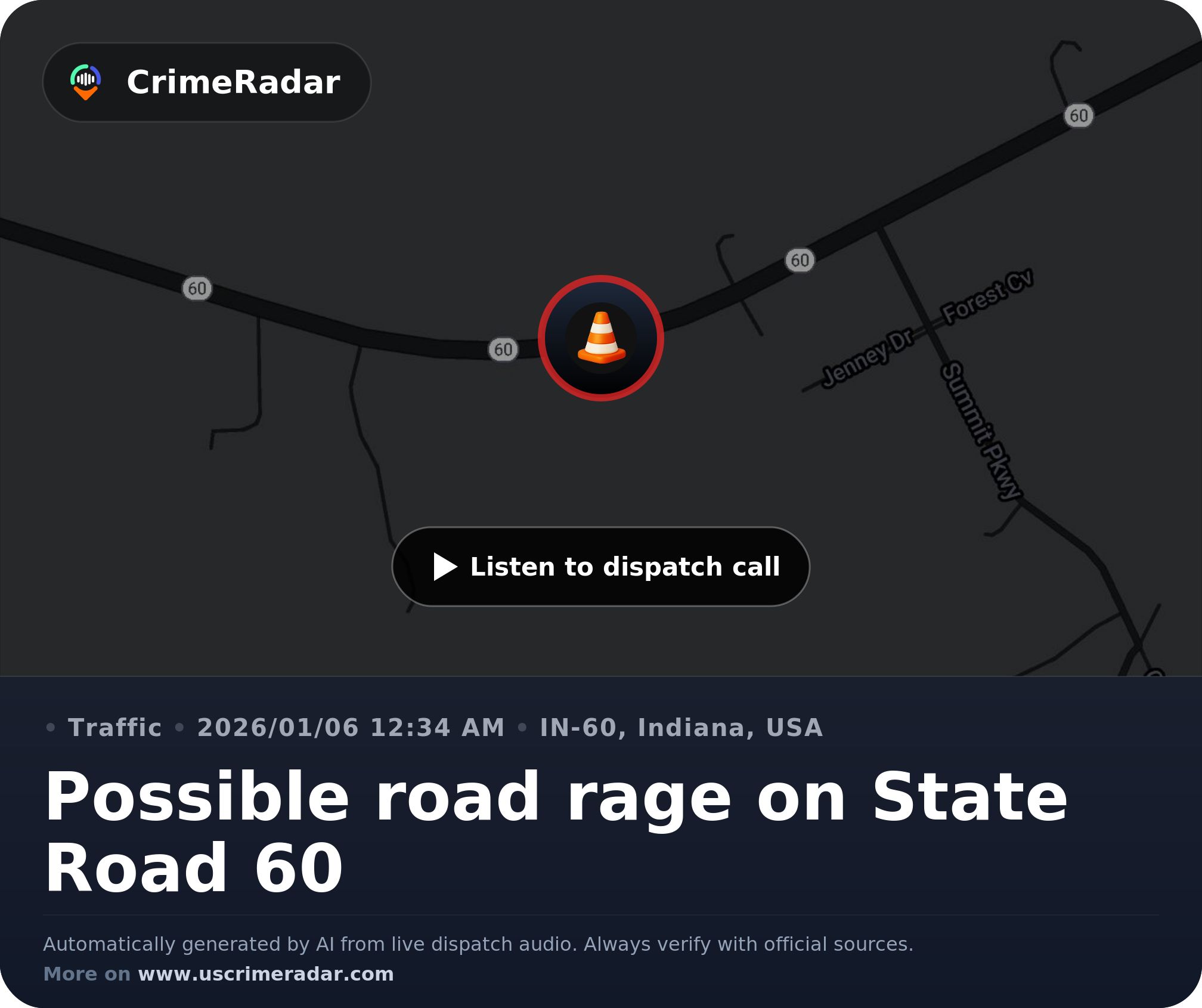 Possible road rage on State Road 60, Clark County IN | CrimeRadar