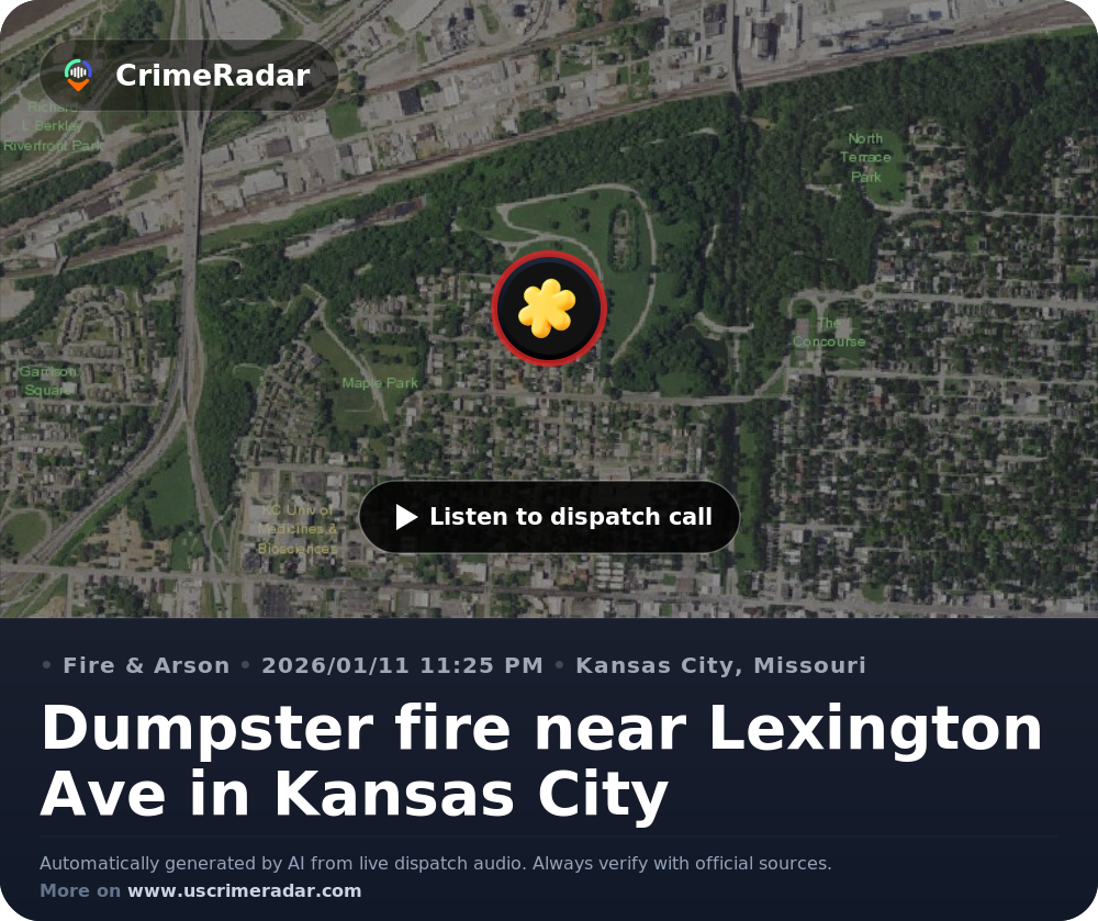 Dumpster fire near Lexington Ave in Kansas City, Kansas City MO ...