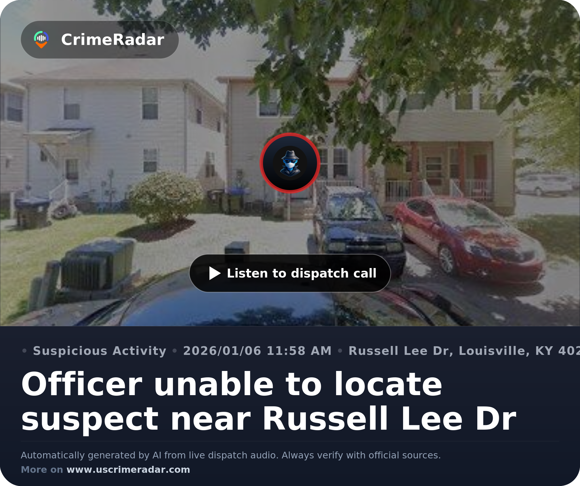 Officer unable to locate suspect near Russell Lee Dr, Louisville KY ...