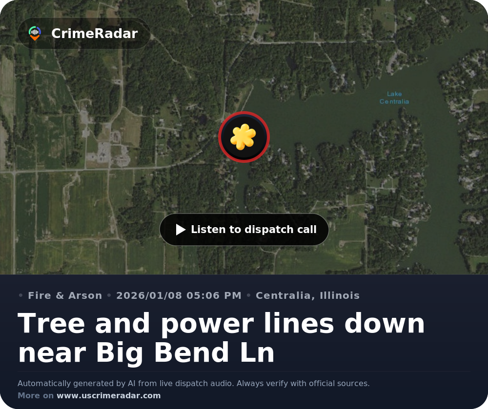Tree and power lines down near Big Bend Ln, Centralia IL | CrimeRadar