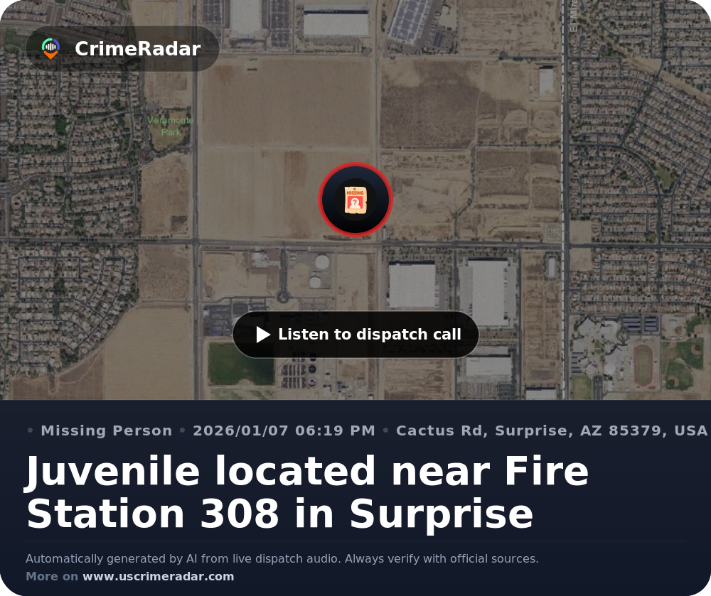 Juvenile located near Fire Station 308 in Surprise, Surprise AZ ...