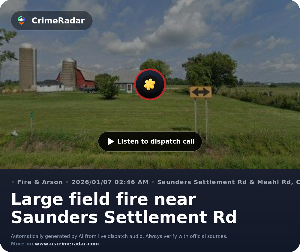Large field fire near Saunders Settlement Rd, Niagara County NY ...