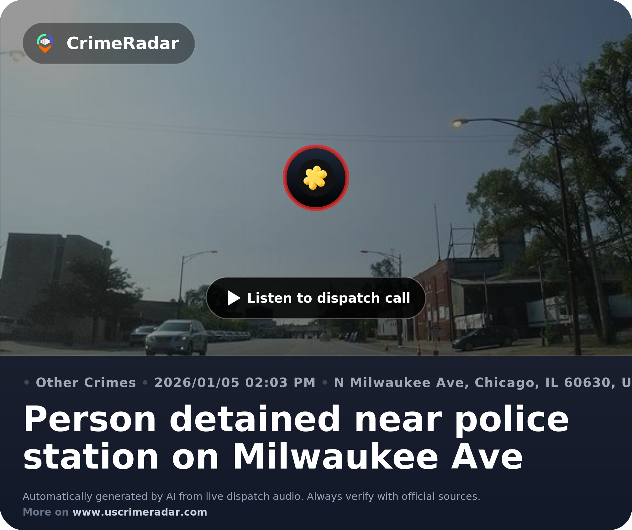 Person detained near police station on Milwaukee Ave, Chicago IL ...