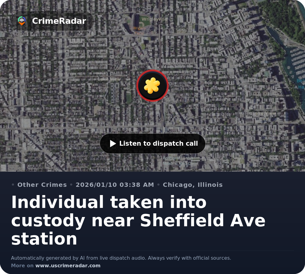 Individual taken into custody near Sheffield Ave station, Chicago IL ...