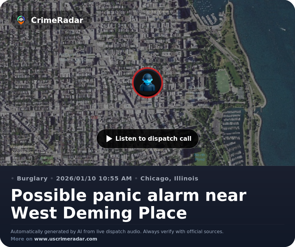 Possible panic alarm near West Deming Place, Chicago IL | CrimeRadar