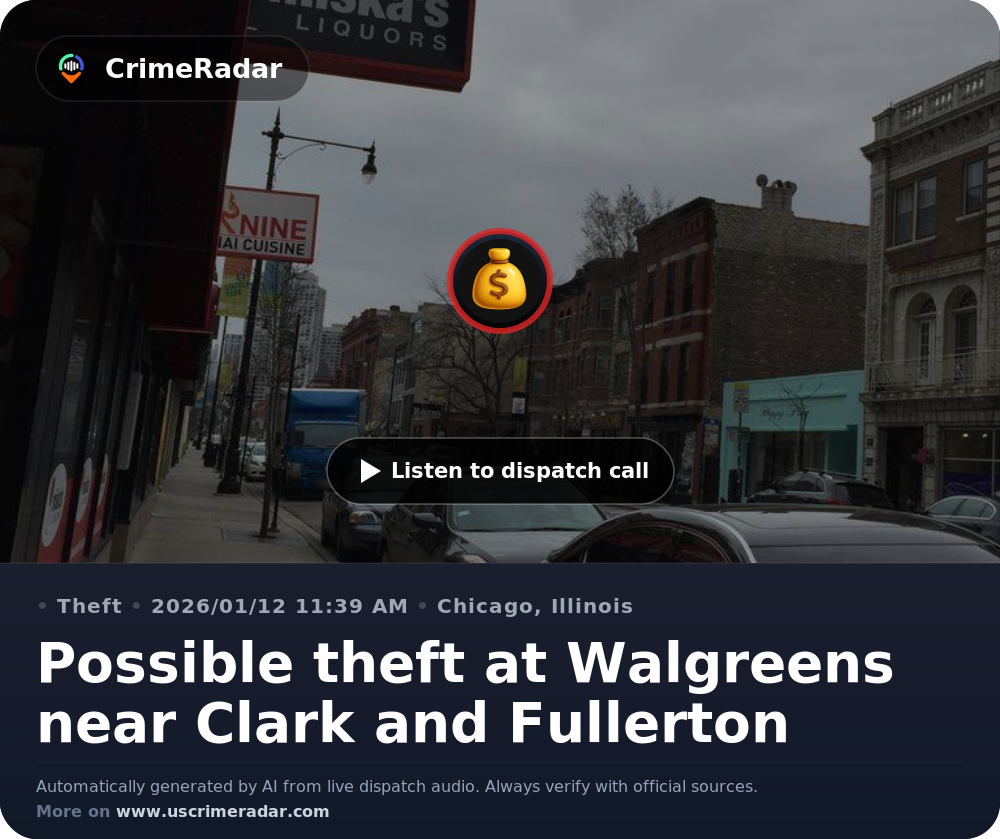 Possible theft at Walgreens near Clark and Fullerton, Chicago IL ...