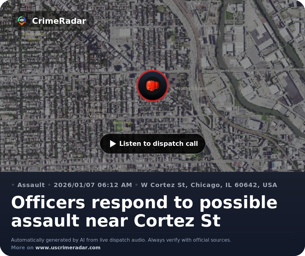 Officers respond to possible assault near Cortez St, Chicago IL ...