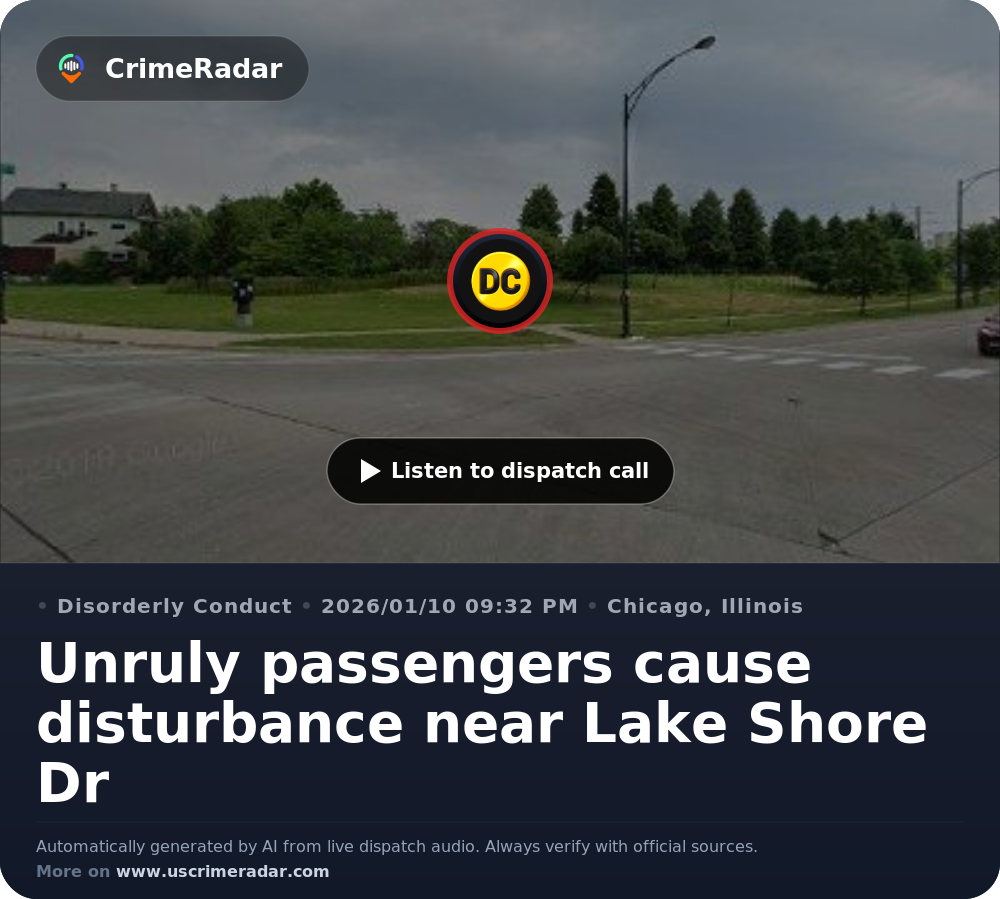 Unruly passengers cause disturbance near Lake Shore Dr, Chicago IL ...