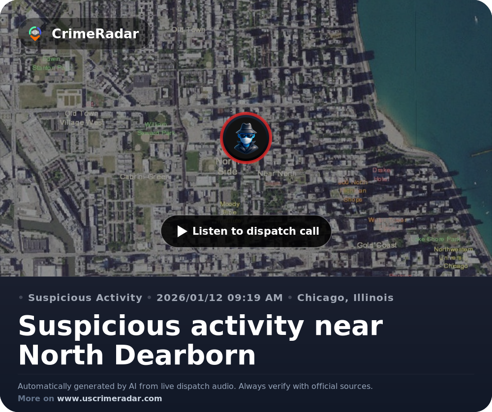 Suspicious activity near North Dearborn, Chicago IL | CrimeRadar