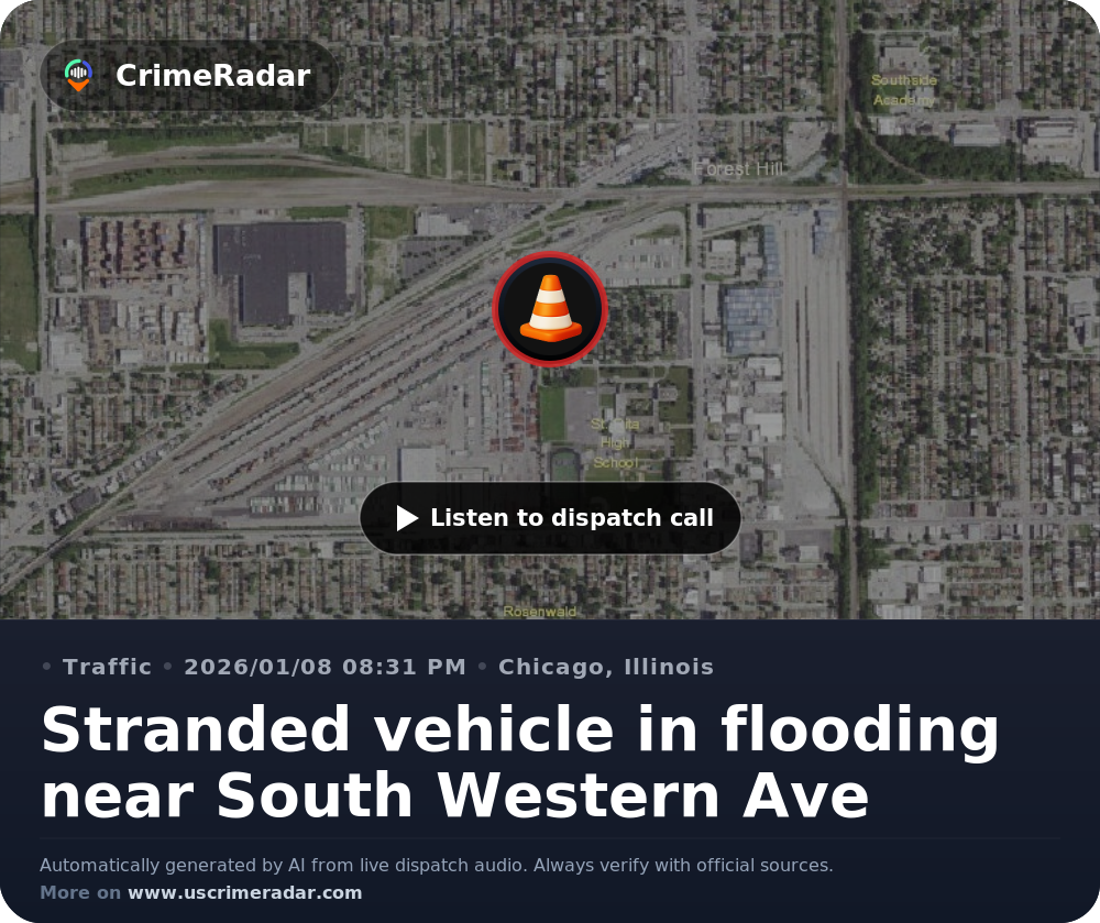 Stranded vehicle in flooding near South Western Ave, Chicago IL ...