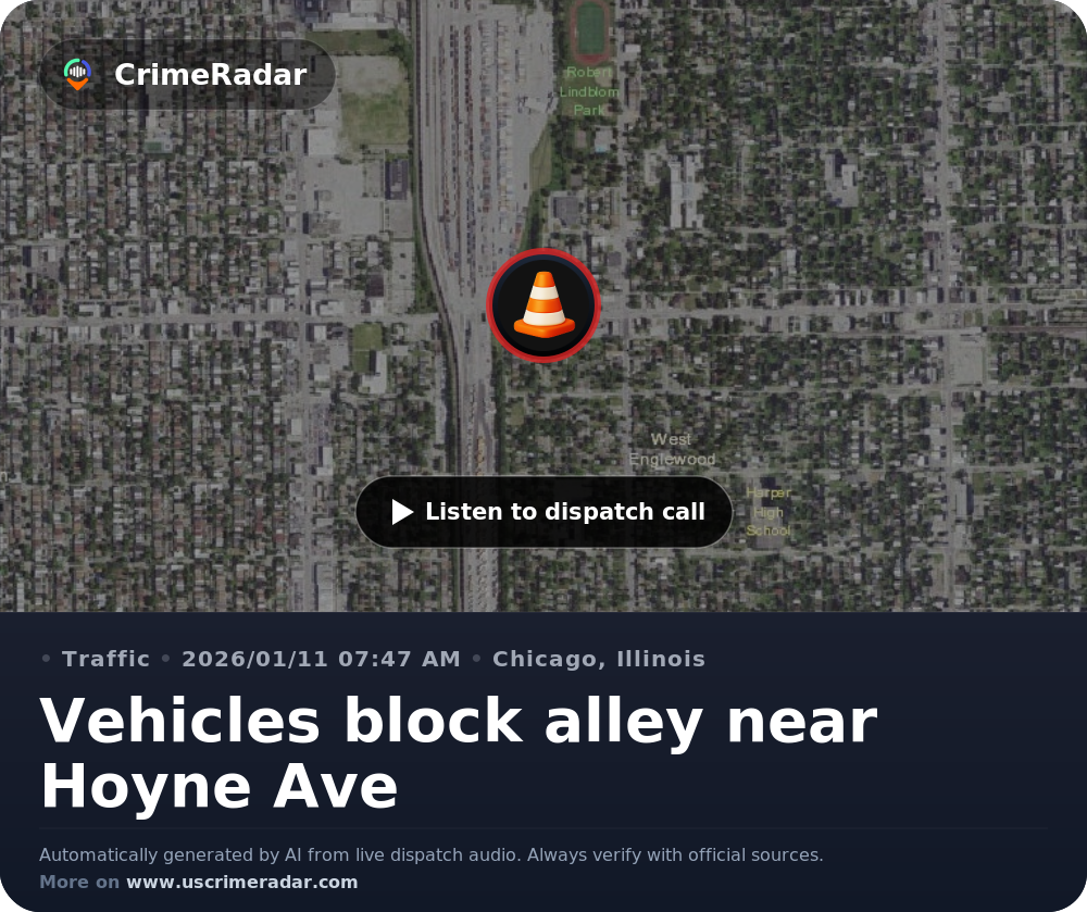 Vehicles block alley near Hoyne Ave, Chicago IL | CrimeRadar