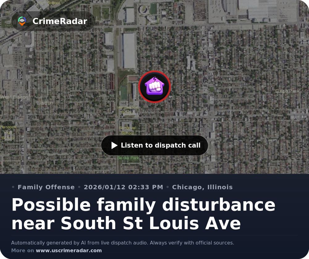 Possible family disturbance near South St Louis Ave, Chicago IL ...